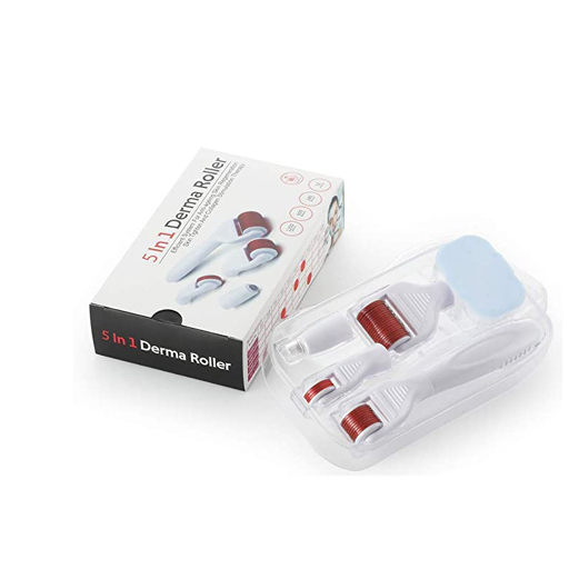 5 in 1 Derma Roller Set 0.5mm 1.0mm 1.5mm 2mm Micro Needles With Travel ...