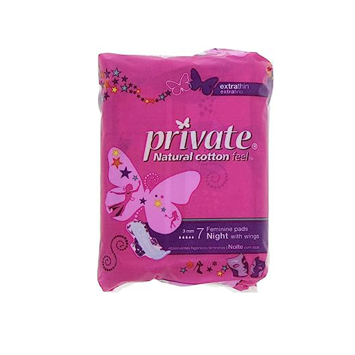 Private Night Feminine Pads With Wings, 7 Pieces – drahmedelezaby