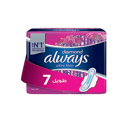 always Diamond Ultra Thin Long Sanitary Pads with Wings – 7 Pieces ...